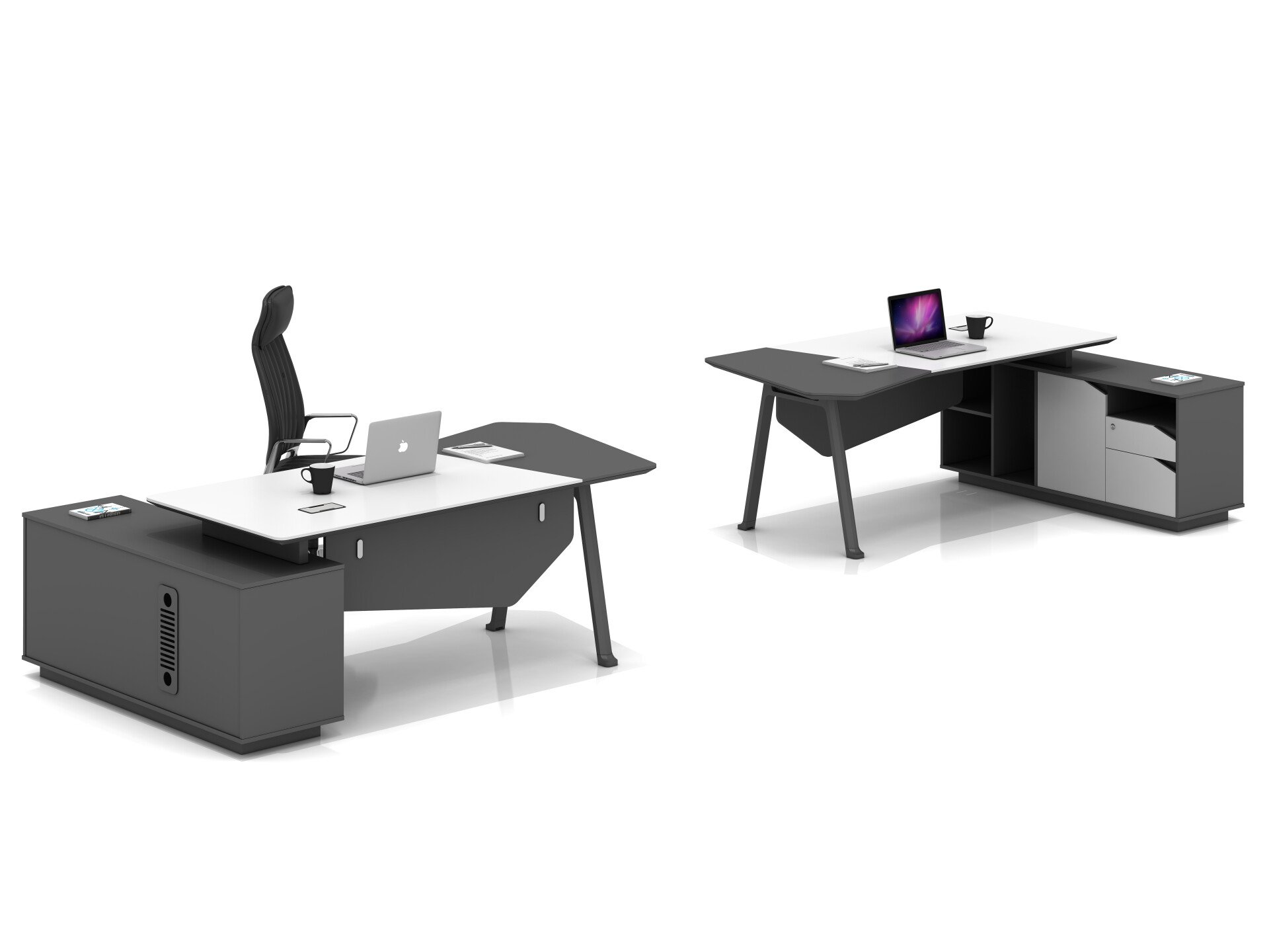 Masă birou cu dulap lateral ,picioare metalice ,design modern și ...