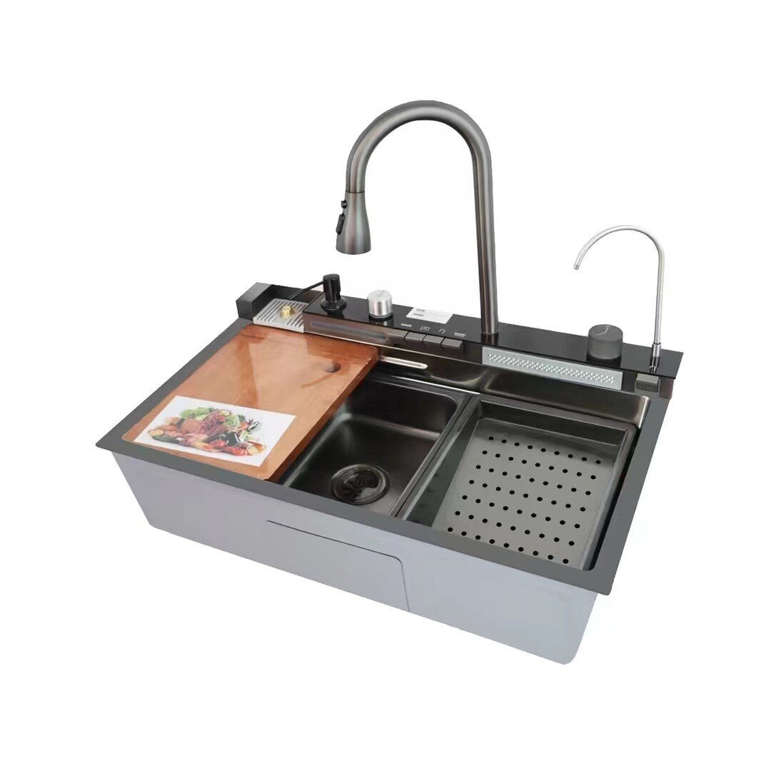 Chiuvetă modernă de bucătărie culoare: negru, multifuncțională, duș ...