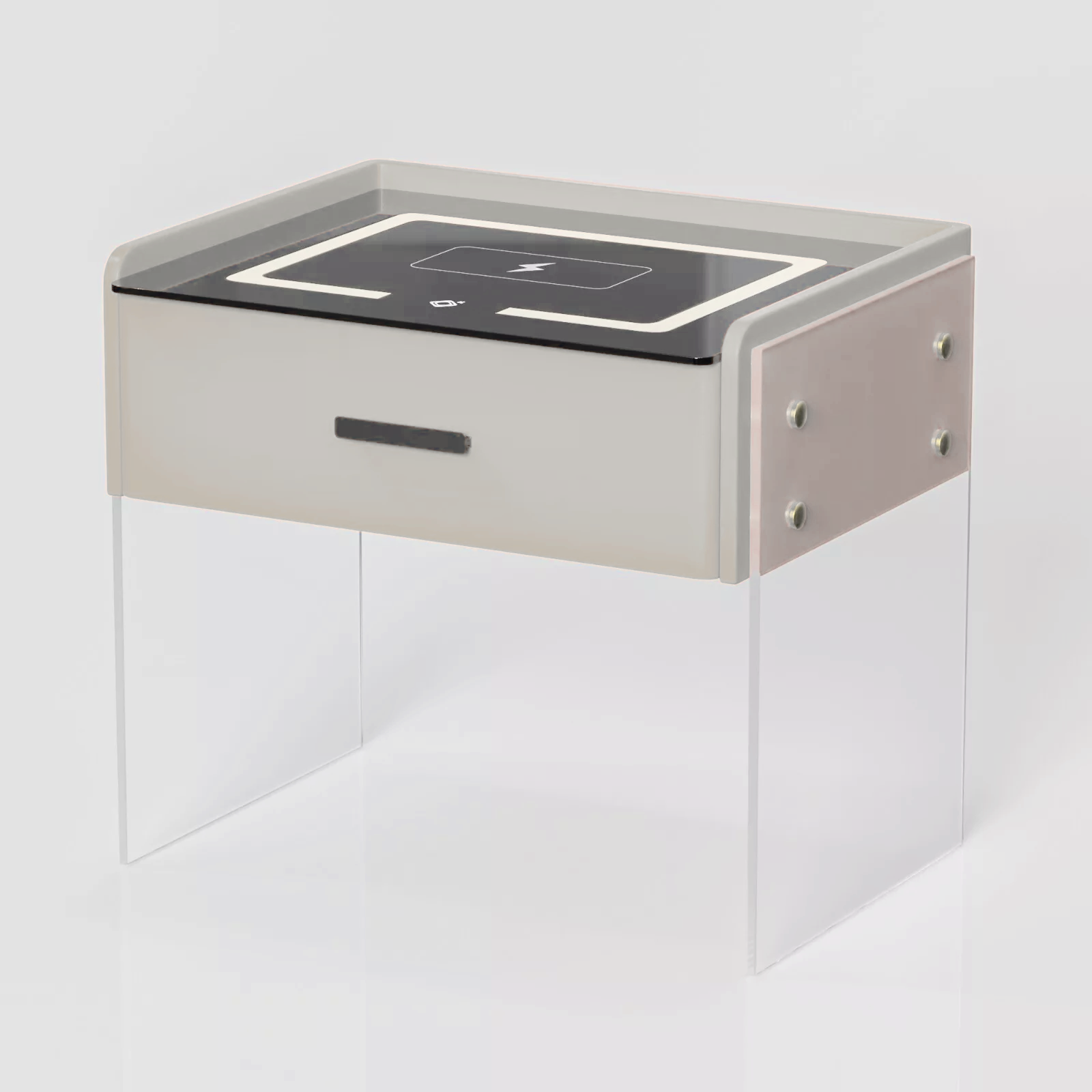 Noptiera inteligenta cu incarcare wireless, iluminare LED, 1 sertar de ...