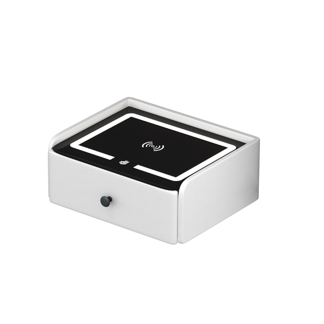 Noptiera inteligenta cu incarcare wireless, iluminare LED, 1 sertar de ...