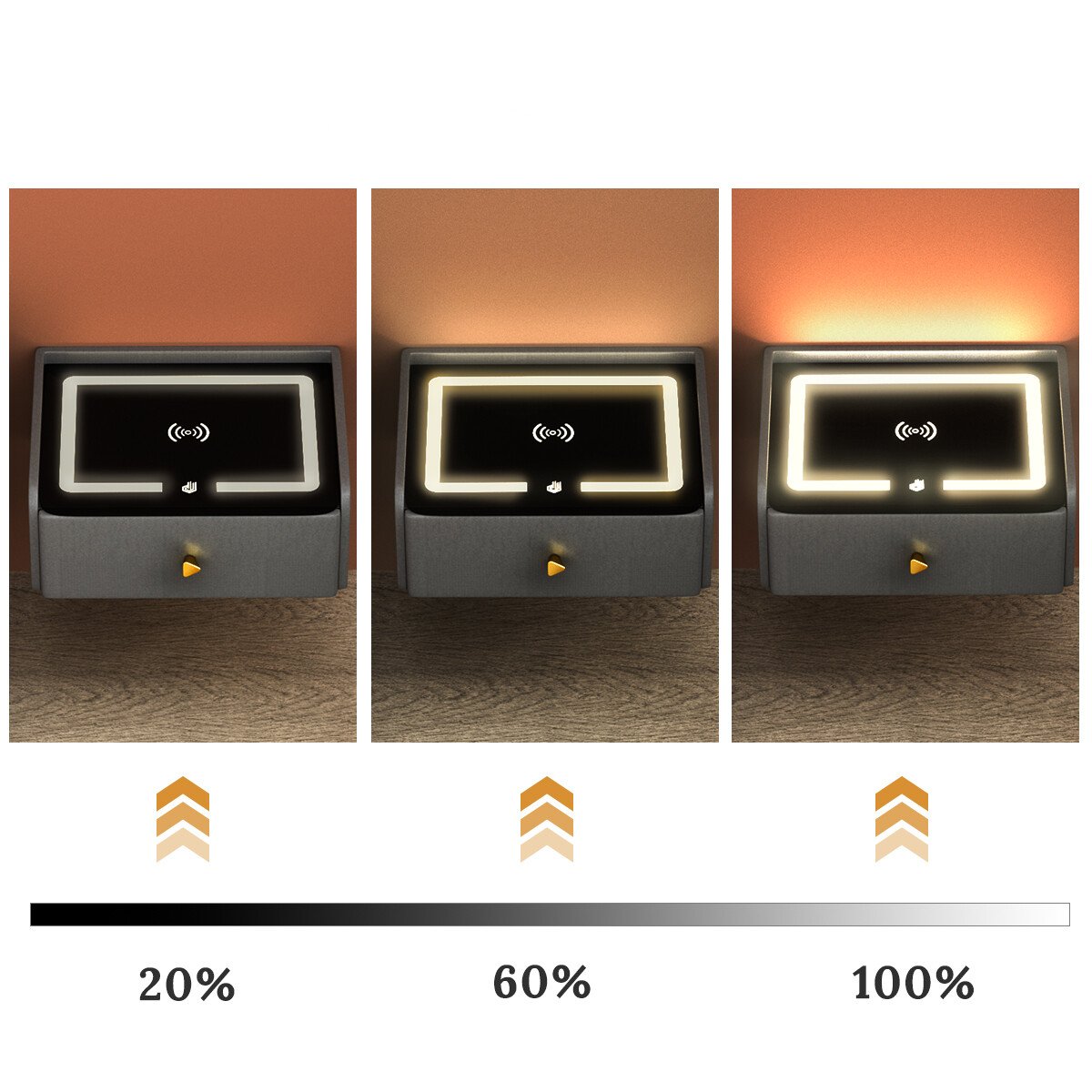 Noptiera inteligenta cu incarcare wireless, iluminare LED, 1 sertar de ...