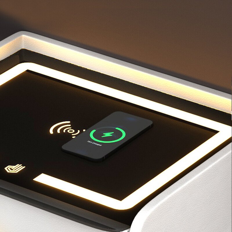 Noptiera inteligenta cu incarcare wireless, iluminare LED, 1 sertar de ...