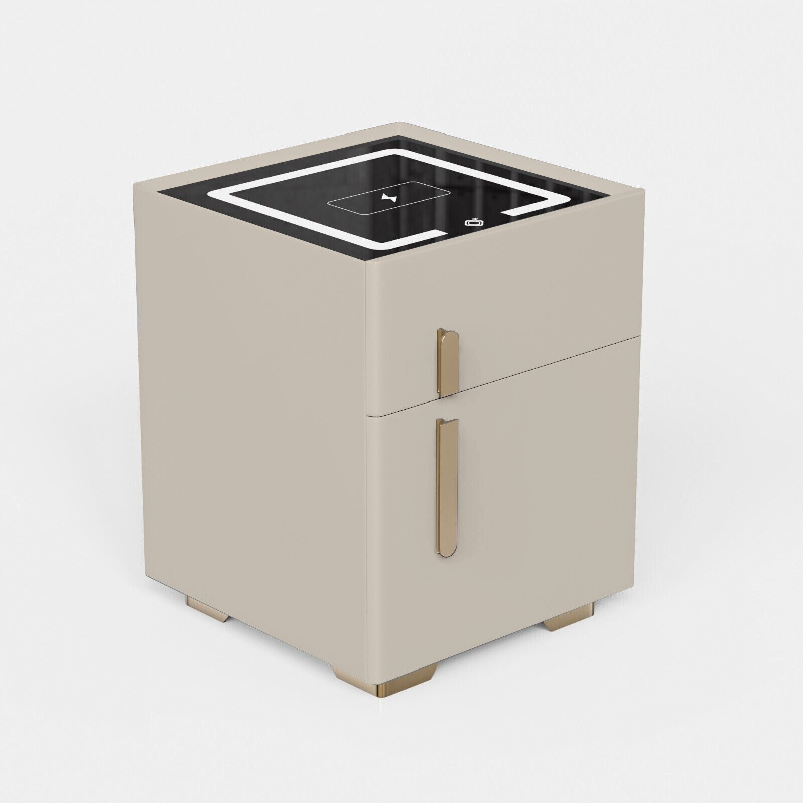 Noptiera inteligenta cu incarcare wireless, iluminare LED, 1 sertar de ...