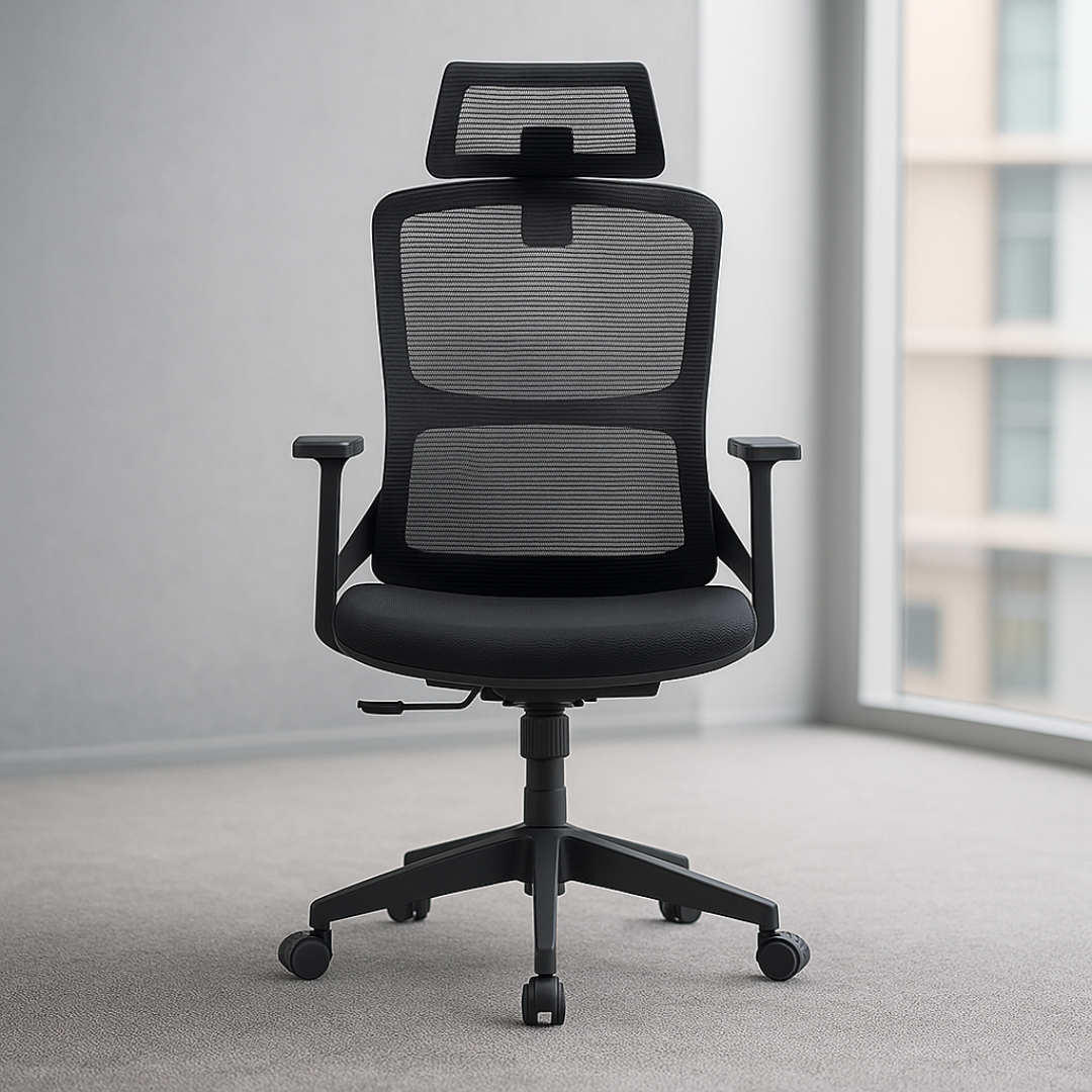 Scaun ergonomic de birou cu tetieră reglabilă și spătar din plasă-W720 ...